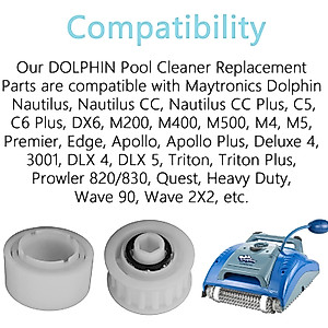 Aillsa 3884997-R6 Replacement Parts Pool Cleaner-Guide Wheels 4 Pack with 2 PackPully Gears Compatible with Maytronics Dolphin Nautilus, Nautilus CC Plus, M200, M400, M500, Premier Pool Cleaner