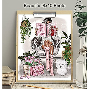 Glam Fashion Wall Decor - African American Wall Art - Black Woman - Designer Girls Bedroom Living Room Bathroom Teens Poster Picture - Afro Girl- Best Friend Housewarming Daughter Gifts for Women 8x10