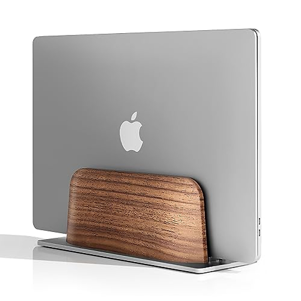 UPERGO Vertical Laptop Stand for Desk, Laptop Holder to Dock MacBook, MacBook Pro and Other Laptops, Black Walnut Wood