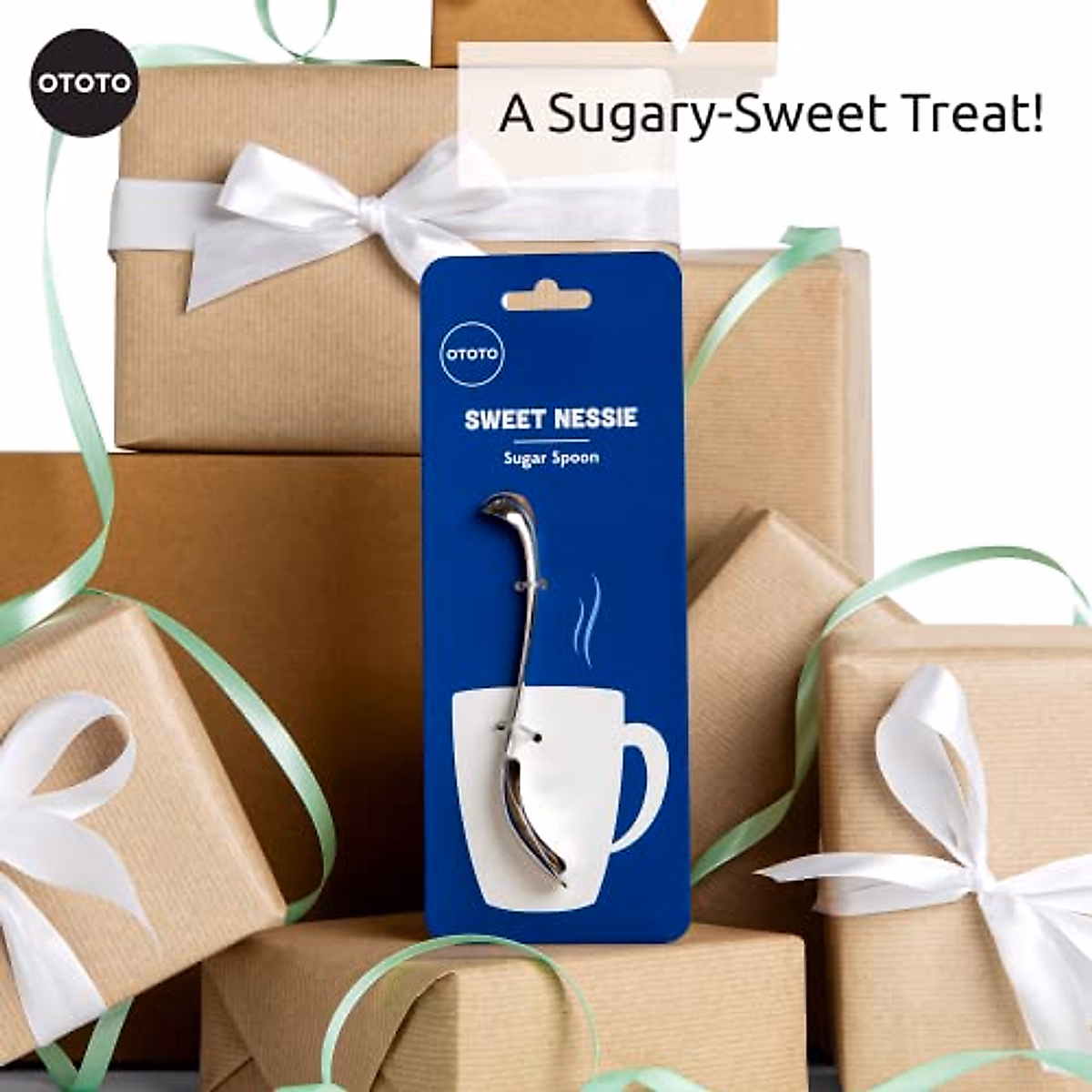 OTOTO Sweet Nessie Sugar Spoon - Stainless Steel Tea Spoon - 100% Food Grade & Dishwasher Safe - Perfect Spoon for Tea & Coffee