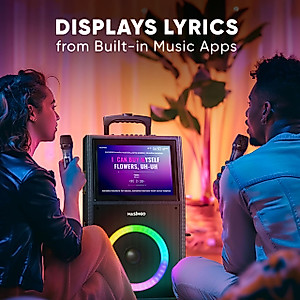 Professional Karaoke Machine with Lyrics Display Screen for Adults, 2 Wireless Microphones, LED Lights, Bluetooth Portable PA Speaker System with Upgraded Built in 15" Tablet & WiFi, Allegro X8 2.0