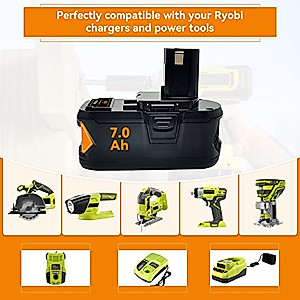 VANON 7.0Ah P108 18v Replacement for ryobi 18v Battery 2 Pack Lithium Ion High Capacity Batteries Compatible with P108 P102 P103 P104 P105 P106 P107 P109 P122 BPL18151 BPL1820 Cordless Tool