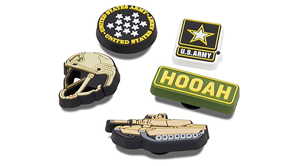 Crocs Unisex's Jibbitz Military Shoe Charms for Adults, US Army, 5 Pack ...