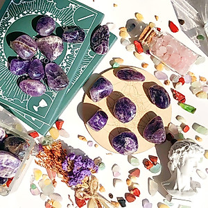 Amethyst Tumbled Polished Natural Healing Crystals Stones Bulk Rocks Stones Crystal for Energy Reiki Tumbling Cabbing Balancing Decoration Gemstones Crystal Healing Meditation Therapy Gift 100g