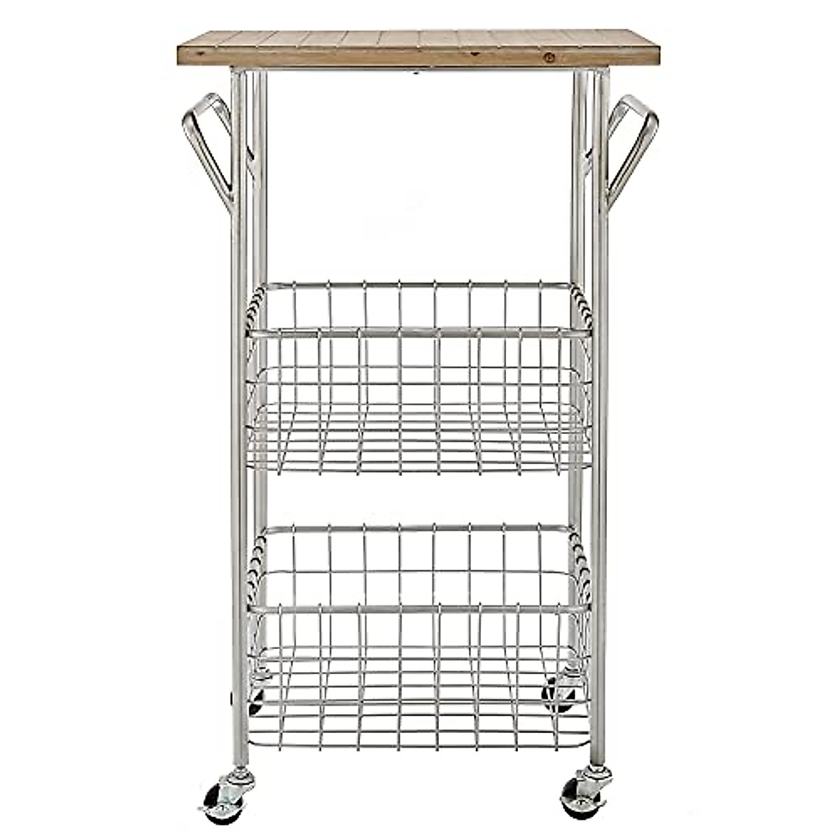 FirsTime & Co. Silver Trenton Kitchen Storage Cart, Mobile Shelving Unit Storage Utility Cart Kitchen, Bathroom, Nursery, Metal Wood, Farmhouse, 18.75 x 12.5 x 31 inches, 31 in. x 18.75 in. (70419)
