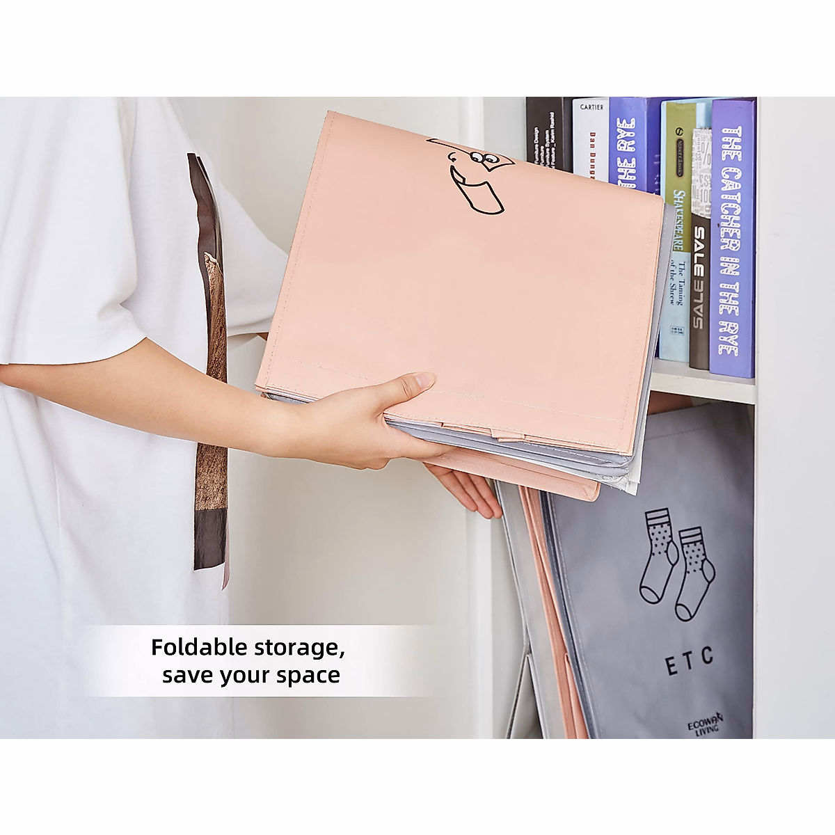 ECOWAN LIVING 36L Recycle Waste Bags for Kitchen, Indoor Recycling Bins, Recycle Bins for Home, Recyclable Waste Trash Sorting Organizer, Reusable Waterproof Anty-Deformation Design, Pack of 3 Bags