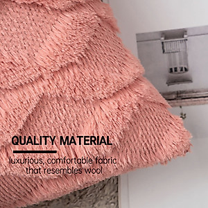 MIULEE Coral Red Throw Pillow Covers 20x20 Set of 2 Spring Decorative Farmhouse Couch Throw Pillows Boho Shells Cute Soft Plush Wool Winter Pillowcases for Bedroom Living Room Sofa