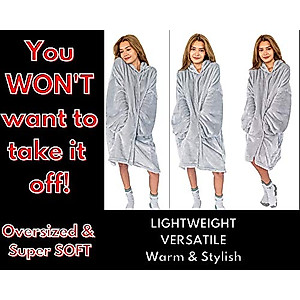 emmandsophie Blanket Sweatshirt - Cozy Blanket Hoodie - Oversized Wearable Blanket - 2 Front Pockets - Machine Washable - Adults, Women, Men,Teens (Grey)