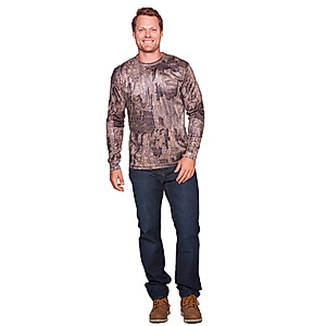 Realtree Men's Essential Camo Lightweight Performance Long Sleeve Shirt (RT Timber, X-Large)