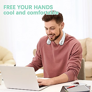 RXGYL Portable Neck Fan Bladeless Neck Fans Portable Rechargeable Battery 2400mAh, Blast Personal Fans for Your Neck can Working 4-8 Hrs, Cooling Neck Fan have 3 Speeds Settings (White)