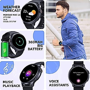 Smart Watch for Men Answer Make Call AMOLED Always-on Display Smartwatch for Android and iOS Phones 100+ Sports Modes Fitness Activity Tracking Heart Rate Blood Oxygen Sleep Monitor Pedometer