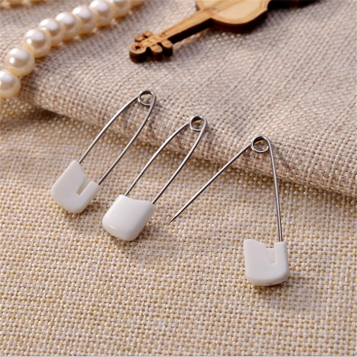 Baby Flower 100Pcs 5.5cm Long Baby Safety pin Plastic Head Diaper pin Sturdy Stainless Steel Diaper pin with Safety Lock