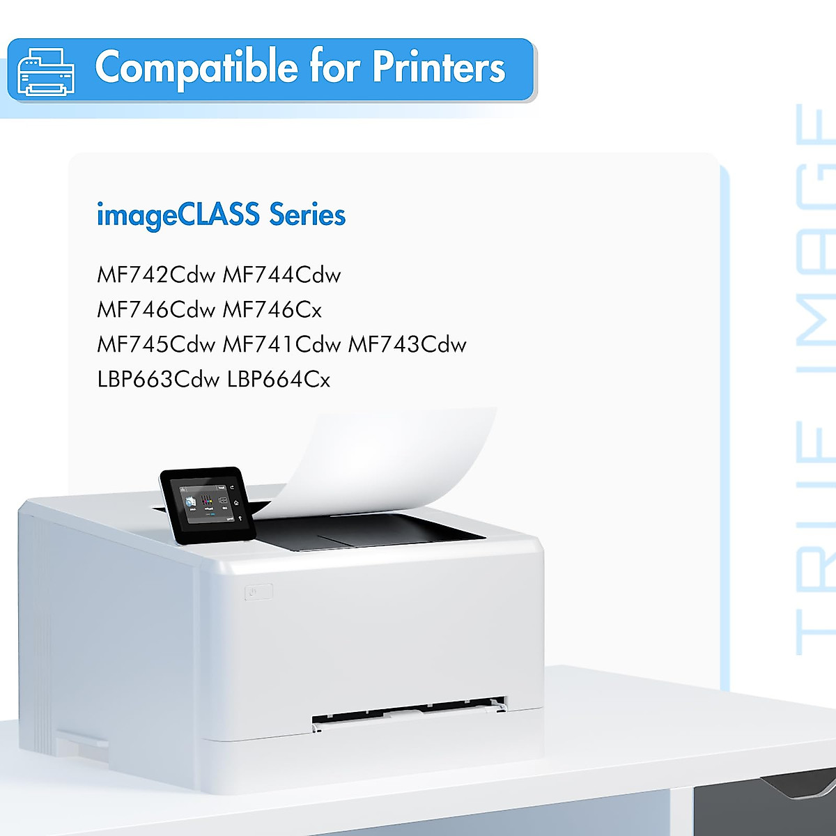 TRUE IMAGE Compatible Toner Cartridge Replacement for Canon 055H 055 High Capacity Canon Color ImageCLASS MF743Cdw MF741Cdw MF746Cdw MF743 Printer Toner with Chip (Black Cyan Magenta Yellow, 4-Pack)