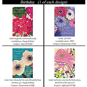 Birthday (No Repeated Cards) 32 Design Christian/Religious Greeting Card Assortment ~ Scripture in every card