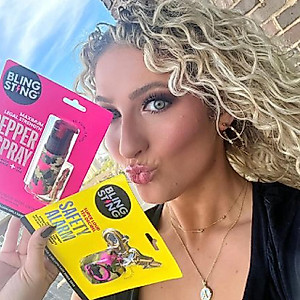 BLINGSTING Pepper Spray Maximum OC Strength Self Defense Spray for Women, 12 ft Spray Range & UV Dye - Pink Camo