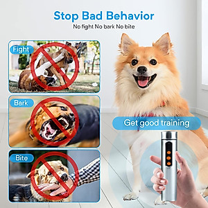 Ultrasonic Dog Bark Deterrent Device,Anti Barking Device for Dogs,Professional Dog Training Tool Indoor&Outdoor, Effctive 50ft Range Stop Bad Behavior Aid.Dog Silencer with LED Light(Silver