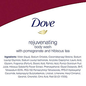 Dove Body Wash for Softer, Smoother Skin After Just One Use Rejuvenating Pomegranate and Hibiscus Tea Effectively Washes Away Bacteria While Nourishing Your Skin, 22 Fl Ounce (Pack of 4)