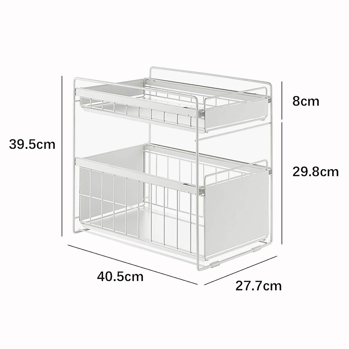 Under Sink Storage Kitchen Storage Rack,Under Sink Storage Racks,Under Sink Organizer,pull-out Cabinets,countertop Storage,Kitchen Tidy Organiser,for Kitchen Bathroom, White 40.5*27.7*39.5cm