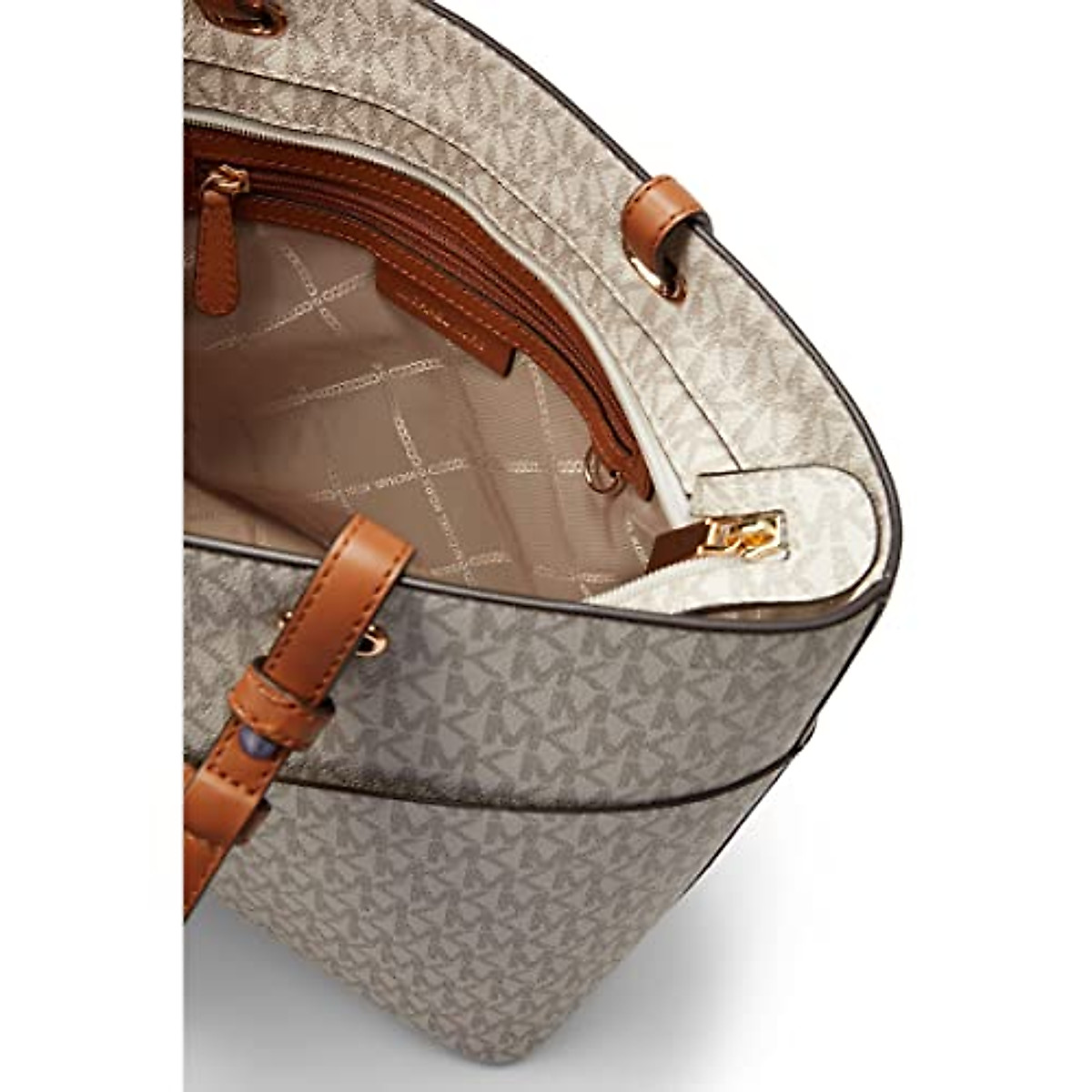 Michael Kors Bedford Medium Top Zip Pocket Tote Vanilla/Acorn One Size