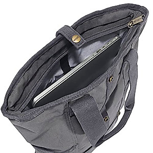 Carhartt Convertible, Durable Tote Bag with Adjustable Backpack Straps and Laptop Sleeve, Gray, One Size
