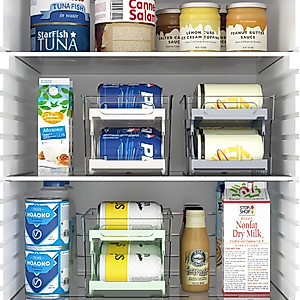 UDEAR Stackable Soda Can Dispenser Rolling Pop Cans Organizer for Refrigerator Fridge Storage for 8 Drink Cans,Grey