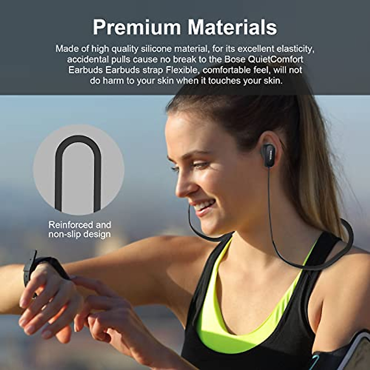 LEFXMOPHY QuietComfort Earbuds II Anti-Lost Strap for Bose QC 2 2022 New Black Silicone Neck Rope Lanyard Accessories