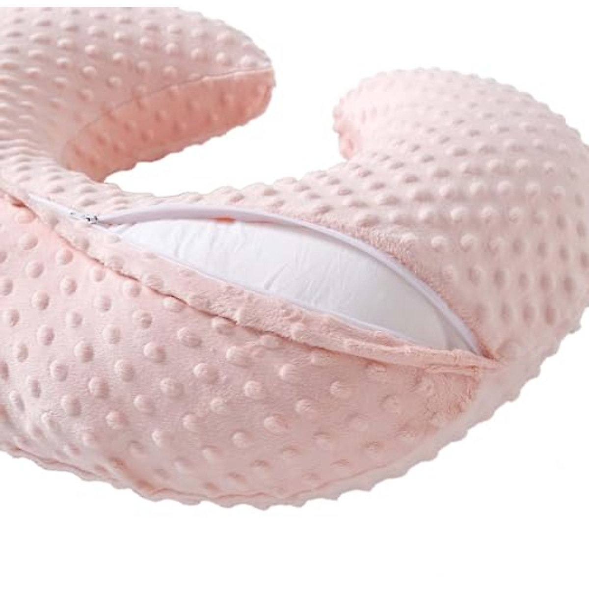 QUENESS Nursing Pillow Cover Breastfeeding Pillow Cases Plush Dot Slipcover (LightPink)