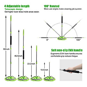 62'' Car Wash Brush with Long Handle Car Wash Mop Mitt Chenille Car Cleaning Kits Windshield Window Squeegee Car Duster Microfiber Towel Gloves for Cars RV SUV Truck 11PCS