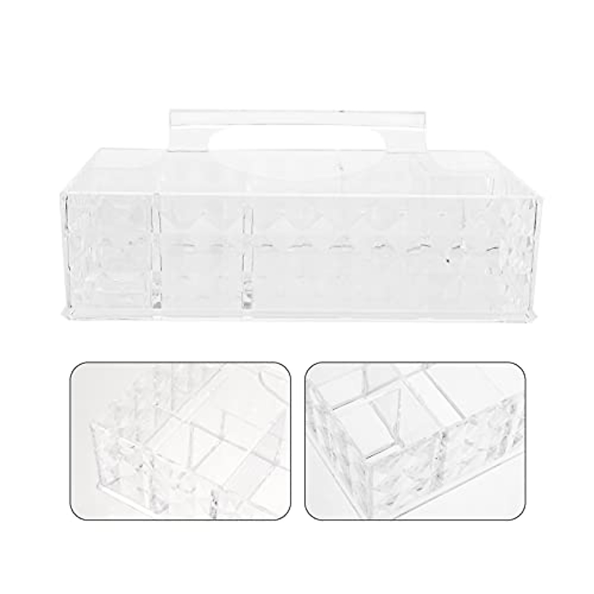 Lurrose Makeup Storage Organizer Caddy Divided Basket Bin with Handle Plastic Portable Cosmetic Caddy Tote Sundries Basket for Kitchen Bathroom and Cabinet Organizing