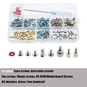 CO RODE Computer Screws, 220pcs PC Screw Standoffs Spacer Set Assortment Kit for Hard Drive Computer Case Motherboard Fan Power Graphics with Extra Screwdriver