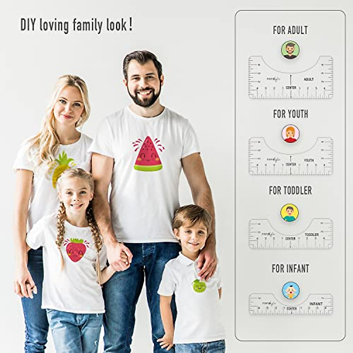 FINFINLIFE Tshirt Ruler Kit - 9Pcs, Transparent Tshirt Ruler Guide for Vinyl, Shirt Alignment, T Shirt Rulers to Center Designs, Shirt Ruler for Vinyl Alignment, T Ruler for Infant Toddler Youth Adult