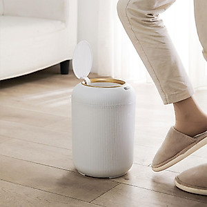 LOXGO Automatic Sensors Trash Can for Bathroom Kitchen Luxury Smart Trash Bin Bedroom Waterproof Electric Waste Bin 9.5L/10L Smart Garbage Bin, White