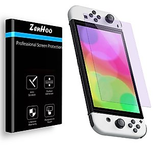 for Nintendo Switch OLED (2021) Anti Blue Light Tempered Glass Screen Protector, Eye Protection, ZenHoo