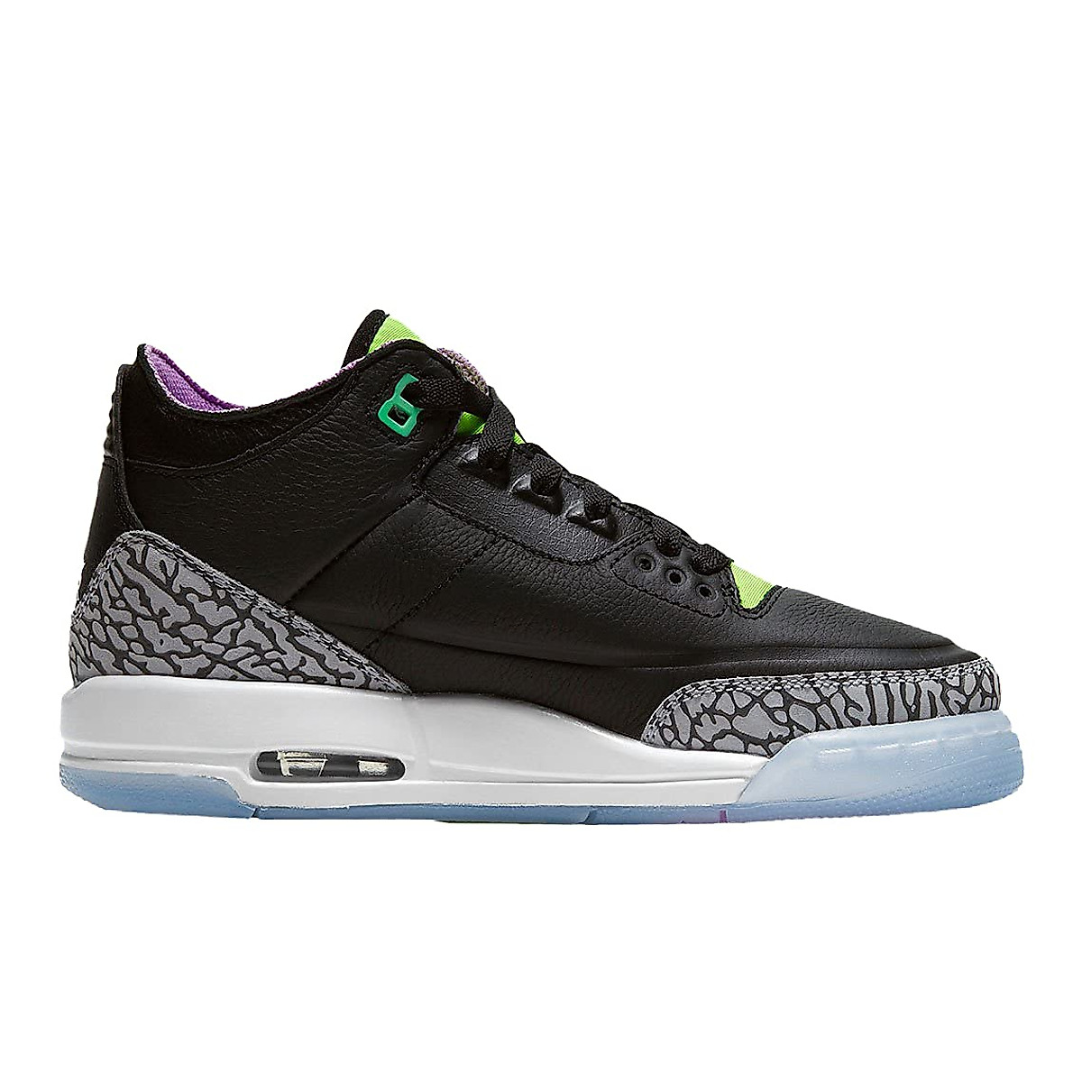 Jordan Air 3 Retro SE (Big Kid) Black/White/Electric Green/Violet Shock 5.5 Big Kid M