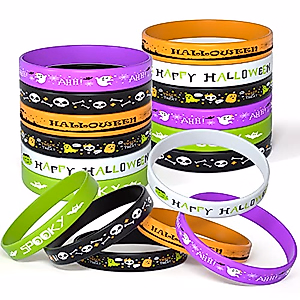 FEPITO 36Pcs Halloween Silicone Wristbands Halloween Party Goodie Bag Filler Trick or Treat Gifts, 6 Styles