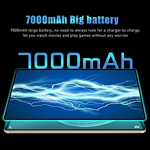 Zunate Android 12 Tablet, 10.1 inch WiFi Tablets 8GB RAM 256GB ROM, Quad Core Processor Tableta Computer with Dual Camera, 7000mAh Battery, 1960x1080 FHD Touchscreen
