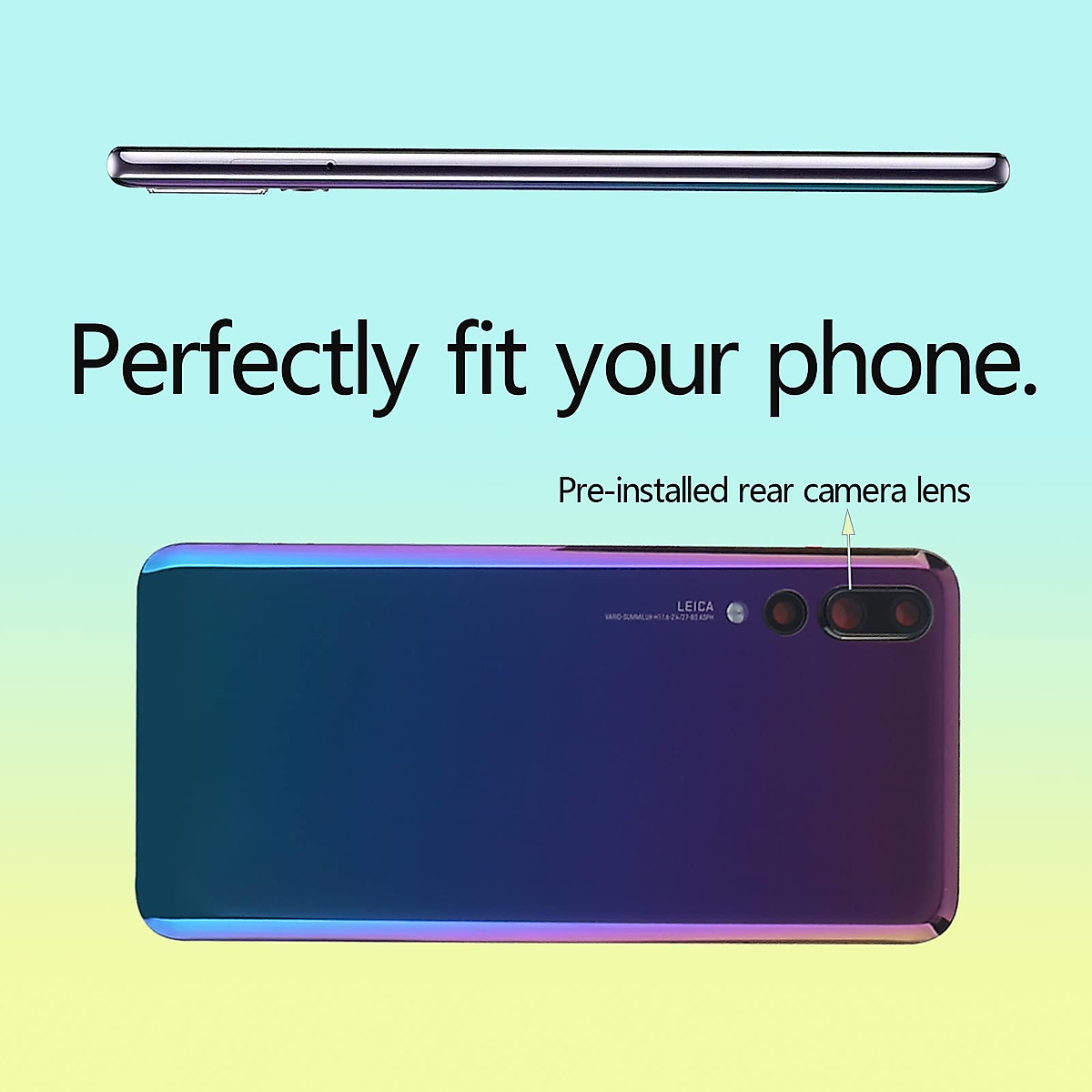 YHX-US Battery Back Cover Replacement for Huawei P20 Pro CLT-L09 CLT-L29 6.1" Rear Cover Housing Door with Repair Tool Kits (Color: Twilight)