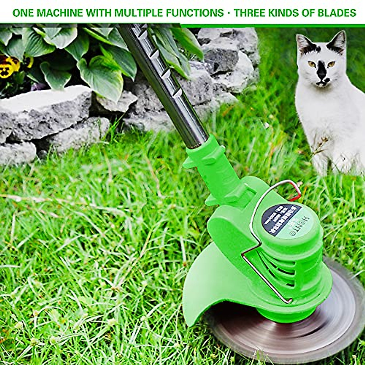 21V Cordless String Trimmer Grass Trimmer Garden Edger Tool for Lawn Trimming, Lawn Care, with 2 Li-ion Battery and Charger,Green