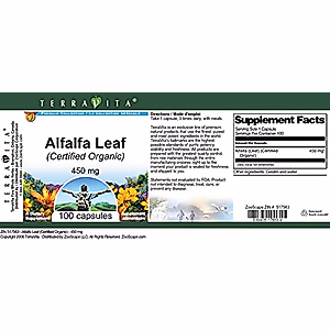 Alfalfa Leaf (Certified Organic) - 450 mg (100 Capsules, ZIN: 517563)