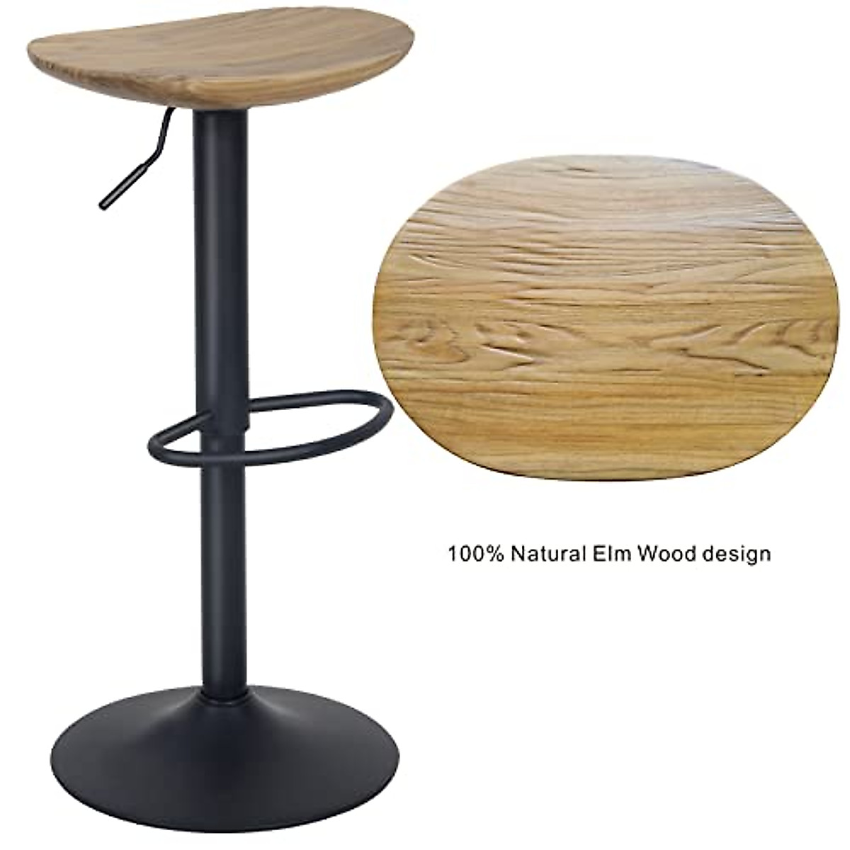 Kidol & Shellder Saddle Bar Stools Set of 2 Easy to Assemble,Adjustable Swivel Counter Stools,Industrial Vintage Barstools,Loads Up to 300 lbs