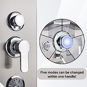 AlenArt Shower Panel Massage Jets Rainfall Waterfall Shower Head, Shower Stainless Steel Wall Mount Massage Multi-Function Bathroom Shower Panel Tower System, Brushed Nickel……