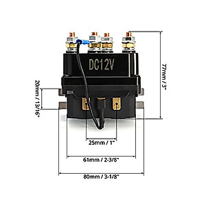 QWORK Solenoid Relay, 12V 250A Winch Relay Solenoid Replacement Contactor for 3000-5000lbs ATV UT Winch Control, 2 Pack