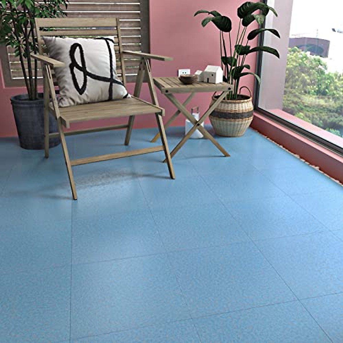 WESTICK Blue Peel & Stick Floor Tiles - Thick, Durable, Waterproof Vinyl Flooring - 5 Pack, 12x12 IN