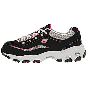 Skechers womens D'lites - Life Saver Memory Foam Lace-up Sneaker,Black/Pink,8 M US