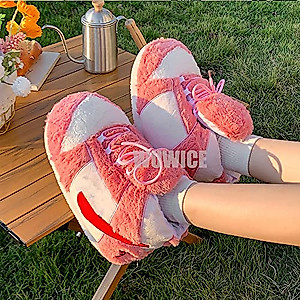 LAPRBY High Top with Wings Sneaker Slippers Unisex One-Size Ultra Comfy and Cozy House Fluffy Jordan Like Slippers for Men and Women (Pink,4,12)