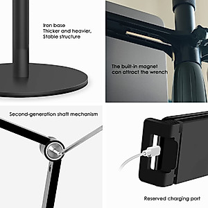 viozon 3-in-1 Selfie Desktop Live Stand, Height Adjustable/Overhead, 8" LED Ring Light, Compatible with 3.5-13" Tablet& Phone, Suitable for YouTube/Tiktok/Recording/Streaming/Online Meeting-B