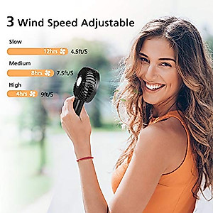 BRIGENIUS Mini Handhled Fan, 4000mAh Rechargeable Battery Operated USB Desk Fan, Small Personal Portable Fan 3 Speed Adjustable Powerful Fan for Travel Office outdoor Activities