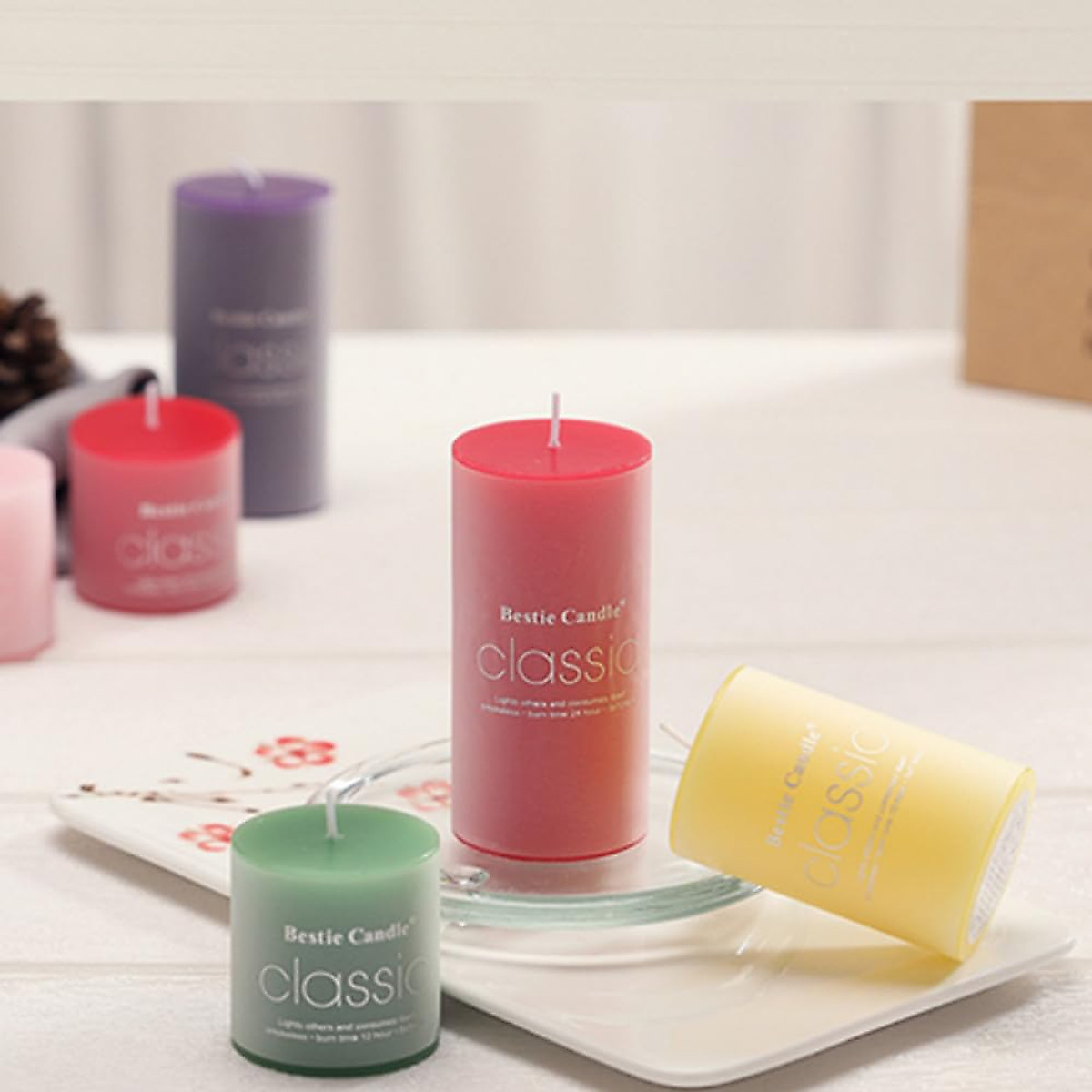 8 Pack Pillar Candles Scented, Smokeless Candle Candles, Lemon and Jasmine Candles 2x2 inch Long-Lasting Clean Burning Candles, for Home Décor, Bathroom, Wedding Decorations