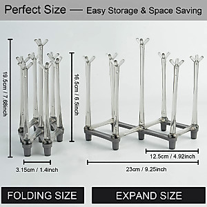 Retractable Cup Drying Rack, Drinking Glass Drainer Stand, Baby Bottle & Sports Bottle Draining Organizer, Countertop Mug Tree, Mugs & Tea Cups Storage Rack with Non-Slip Bottom, PP, Gray 2 Pcs