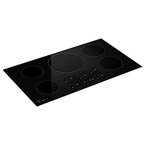 Empava 36” Electric Stove Induction Cooktop with 5 Power Boost Burners Smooth Surface Vitro Ceramic Glass in Black, 36 Inch